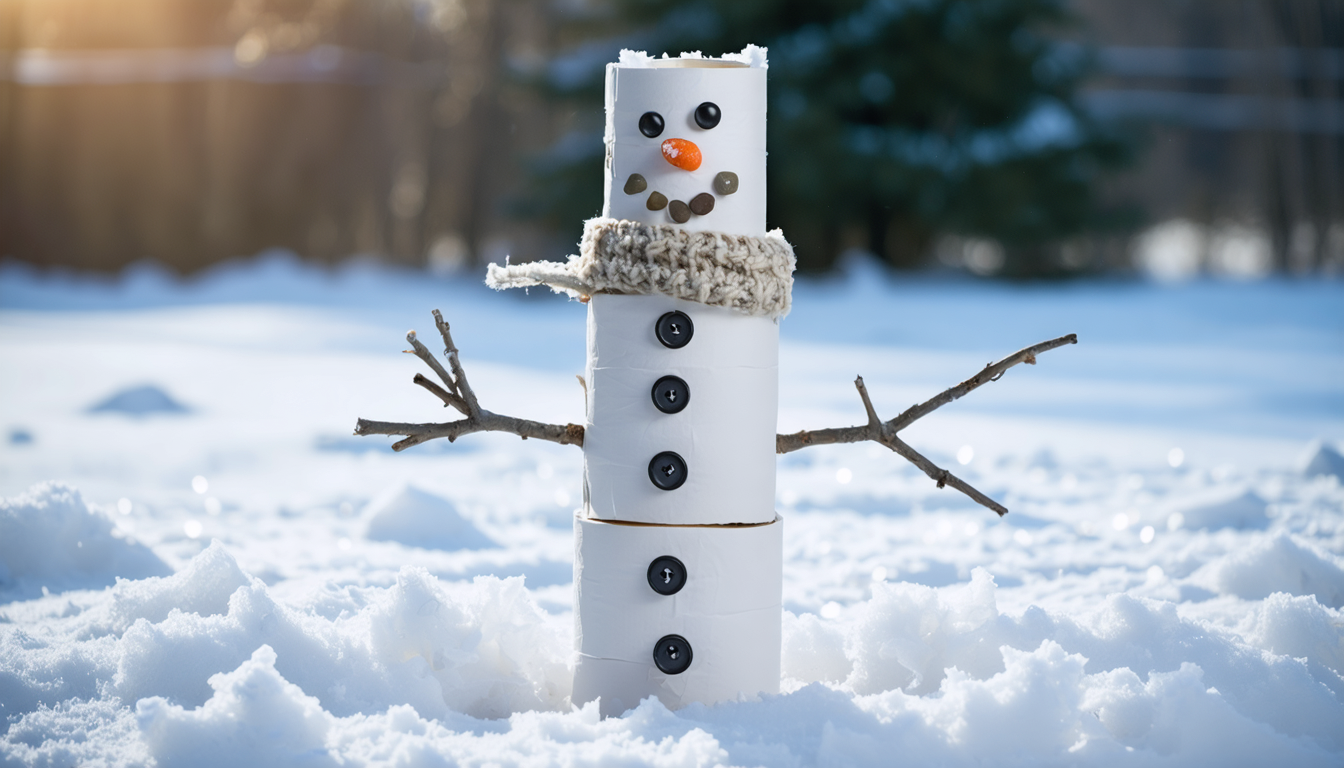 Fabriquez un bonhomme de neige original avec des rouleaux de papier ...